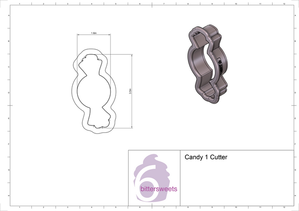 DIGITAL STL Download For Candy 1 Cookie Cutter - 6 Bittersweets Cutters