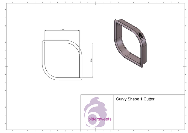 DIGITAL STL Download For Curvy Shape 1 Cookie Cutter - 6 Bittersweets ...